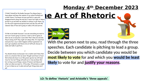 Rhetoric Scheme of Work | Teaching Resources