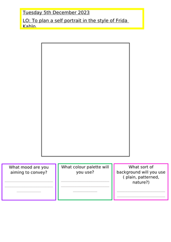 Frida Kahlo Self Portrait Art Unit UKS2 | Teaching Resources
