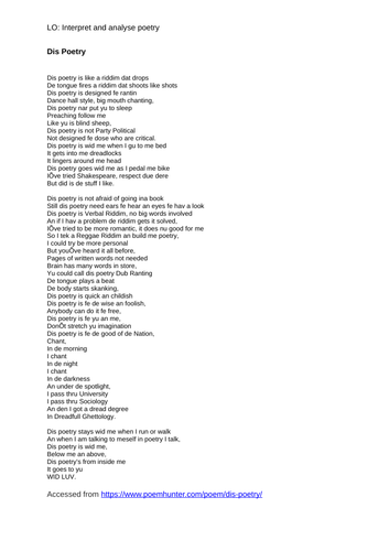 Dis Poetry Comprehension | Teaching Resources