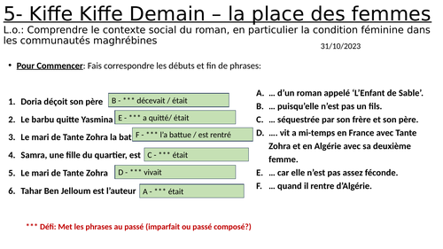 Kiffe Kiffe Demain - Full set of theme-based lessons to prepare ...