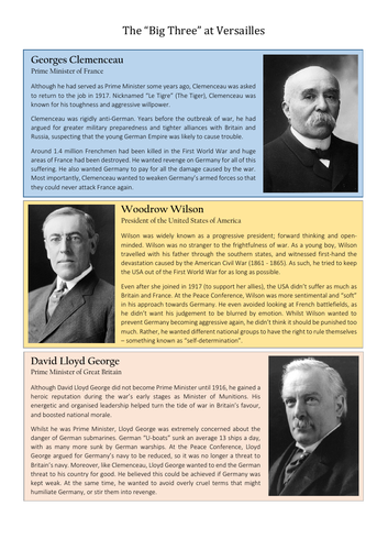Causes of WWII - The Treaty of Versailles | Teaching Resources