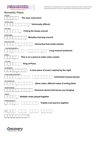 AQA MUSIC - Western Classical Since 1910 starters | Teaching Resources