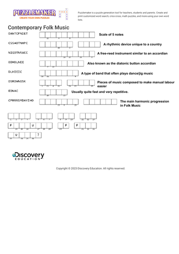 AQA MUSIC - Traditional Music Starters | Teaching Resources