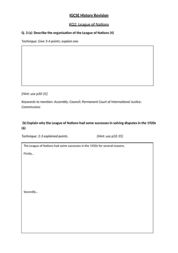 League of Nations GCSE / IGCSE Revision materials | Teaching Resources