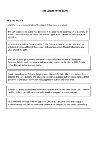 League of Nations GCSE / IGCSE Revision materials | Teaching Resources