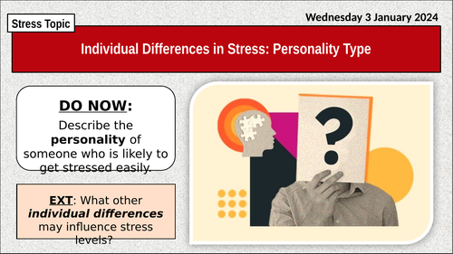 A-Level Psychology - PERSONALITY TYPE AS AN INDIVIDUAL DIFFERENCE IN ...