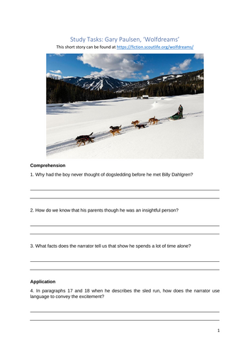 Short Story Study: Gary Paulsen, 'Wolfdreams' | Teaching Resources