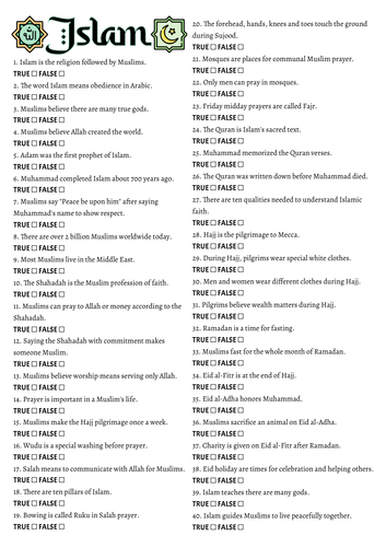 Islam Reading Comprehension | Teaching Resources