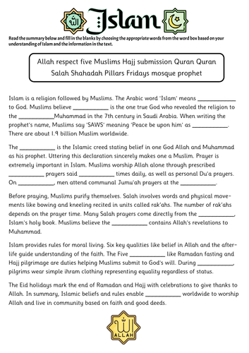 Islam Reading Comprehension | Teaching Resources