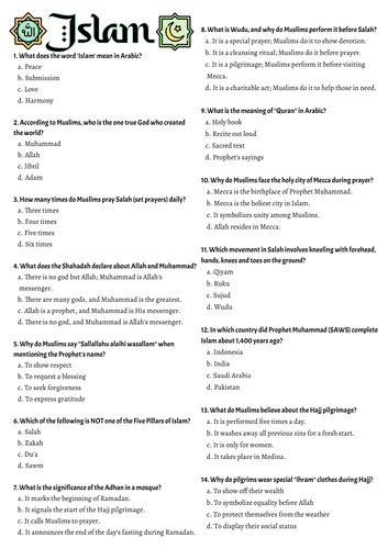 Islam Reading Comprehension | Teaching Resources