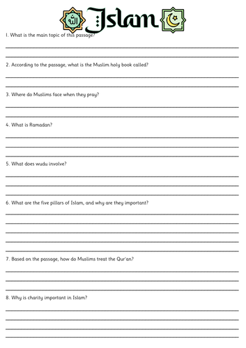 Islam Reading Comprehension | Teaching Resources