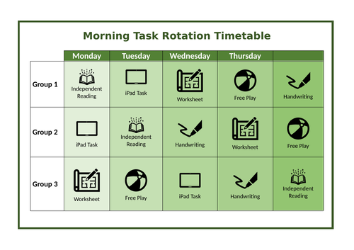 Group Activity Carousel Visual Planner Timetable (Green Floral ...