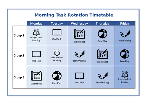 Group Activity Carousel Visual Planner Timetable (Blue Background ...