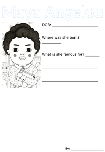 Maya Angelou Worksheet | Teaching Resources