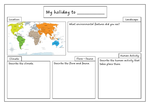 Geography Activity - My Holiday | Teaching Resources