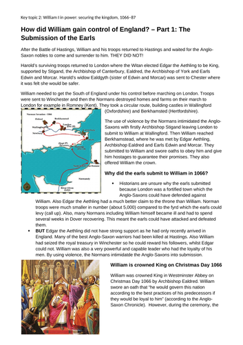 William cotrols the Marcher Earldoms | Teaching Resources