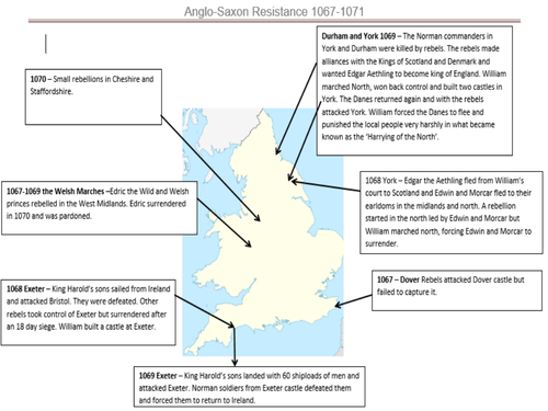 How did William use castles to control England | Teaching Resources