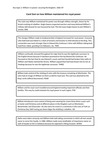 How did William maintain his royal power | Teaching Resources