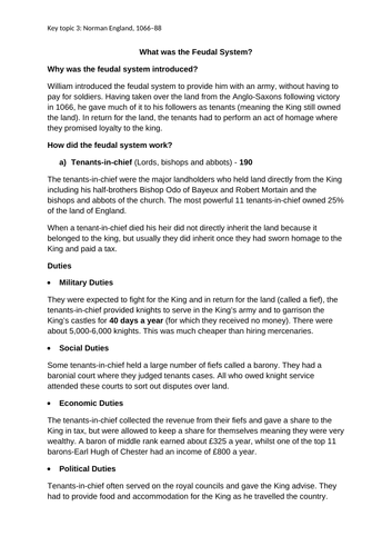 The fuedal system and the Church | Teaching Resources