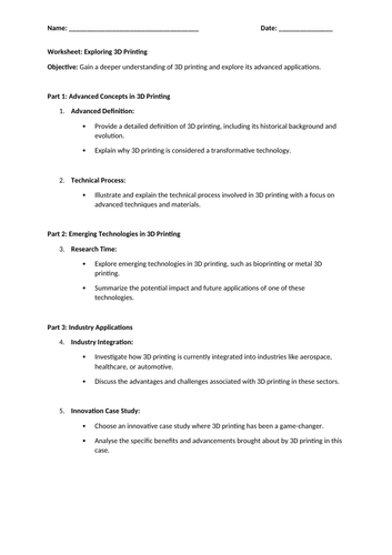 session 1 - ages 15-17 - advanced 3D printing | Teaching Resources