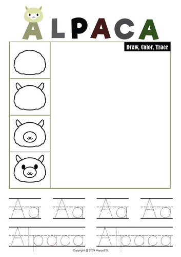 A-Z Direct Drawing and Tracing Worksheets | Animal Themed | Teaching ...