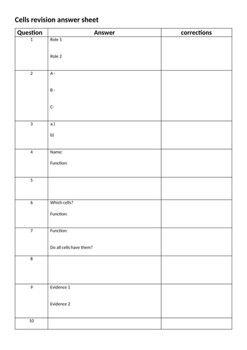 IGCSE / GCSE Biology cells revision | Teaching Resources