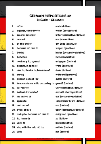 German Prepositions Venn Diagram Worksheet German Prepositio