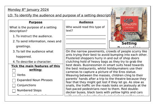 Katie in London Setting Description Unit Year 2 | Teaching Resources