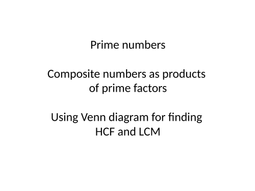 Finding HCF&LCM using a Venn Diagram | Teaching Resources