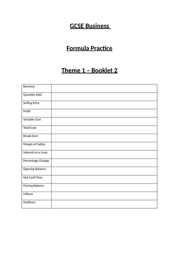 GCSE Business Calculations Practice Book 2 | Teaching Resources GCSE Business Calculations Practice Book 2 | Teaching Resources