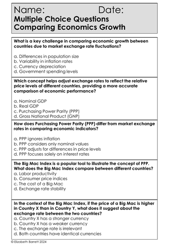 A Level Economics - Questions - Theme 2 - Comparing Economic Growth ...