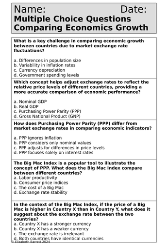 A Level Economics - Questions - Theme 2 - Comparing Economic Growth ...