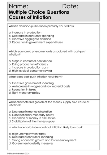 A Level Economics - Questions - Theme 2 - Causes of Inflation ...