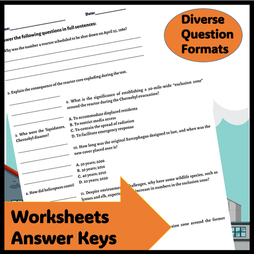 Chernobyl Nuclear Accident Reading Comprehension with Worksheet and Key ...