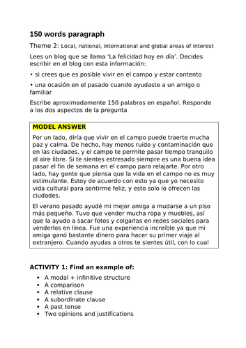 NEW-GCSE Spanish Writing-150 word task | Teaching Resources NEW-GCSE Spanish Writing-150 word task | Teaching Resources