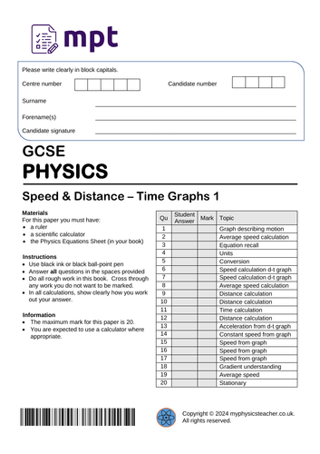 Speed Distance - Time Graphs - Multiple Choice Quiz Questions and ...