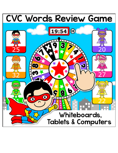 Superhero Quiz Wheel CVC Words Game for SmartBoards, iPads ...