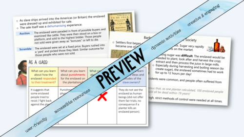 Experiences of Slavery - Slave Societies | Teaching Resources