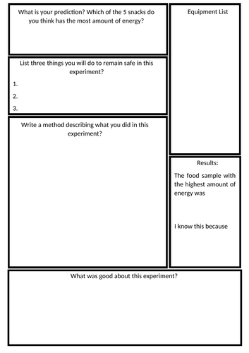 Energy In Food KS3 | Teaching Resources