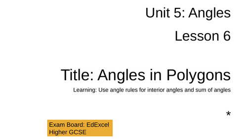 Chapter 6 - Angles - Edexcel GCSE Maths Higher Tier | Teaching Resources