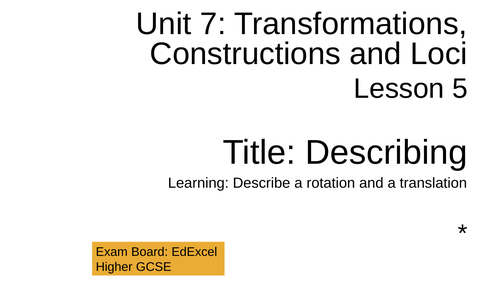 Chapter 7 - Transformations, Constructions and Loci - Edexcel GCSE Maths Higher Tier | Teaching ...