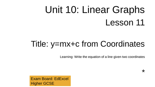 Chapter 10 - Linear Graphs - Edexcel GCSE Maths Higher Tier | Teaching ...