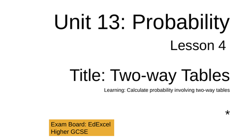 Chapter 13 - Probability - Edexcel GCSE Maths Higher Tier | Teaching ...