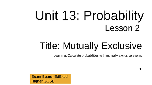 Chapter 13 - Probability - Edexcel GCSE Maths Higher Tier | Teaching ...