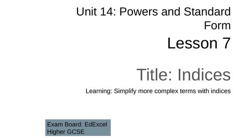 Chapter 14 - Powers and Standard Form - Edexcel GCSE Maths Higher Tier ...
