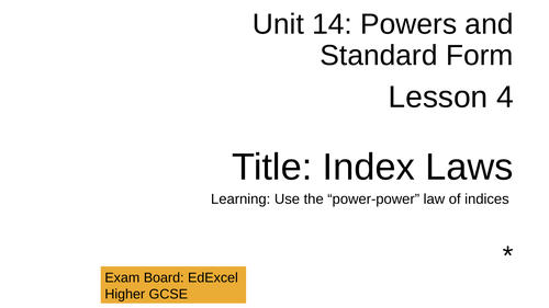 Chapter 14 - Powers and Standard Form - Edexcel GCSE Maths Higher Tier ...