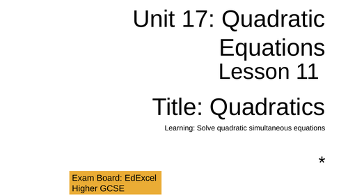 Chapter 17 - Quadratic Equations - Edexcel GCSE Maths Higher Tier ...