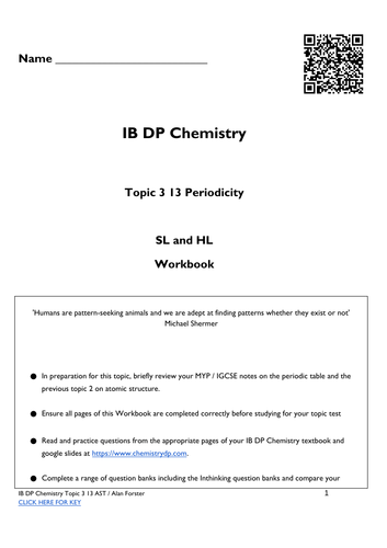 3 Periodicity Booklet and Keywords - IBDP Chemistry | Teaching Resources