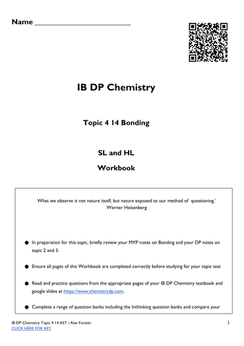 4 Bonding Booklet and Keywords - IBDP Chemistry | Teaching Resources