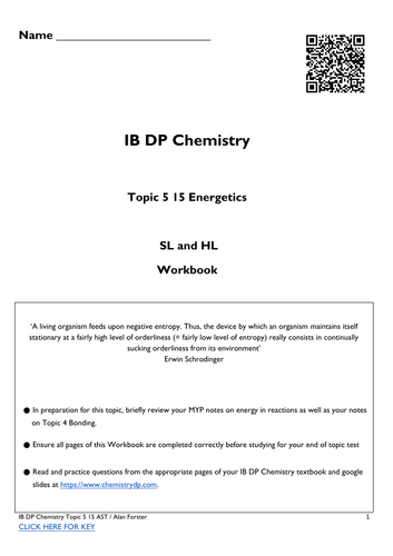 5 Energetics Booklet and Keywords - IBDP Chemistry | Teaching Resources